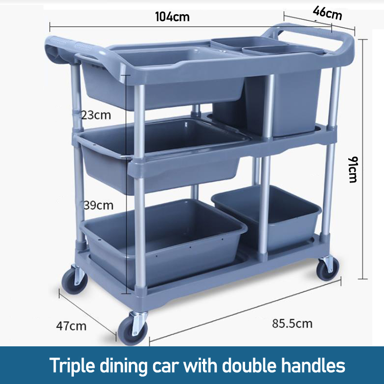 3 tier utility kitchen trolley cart organizer heavy food trolley Hotel ...