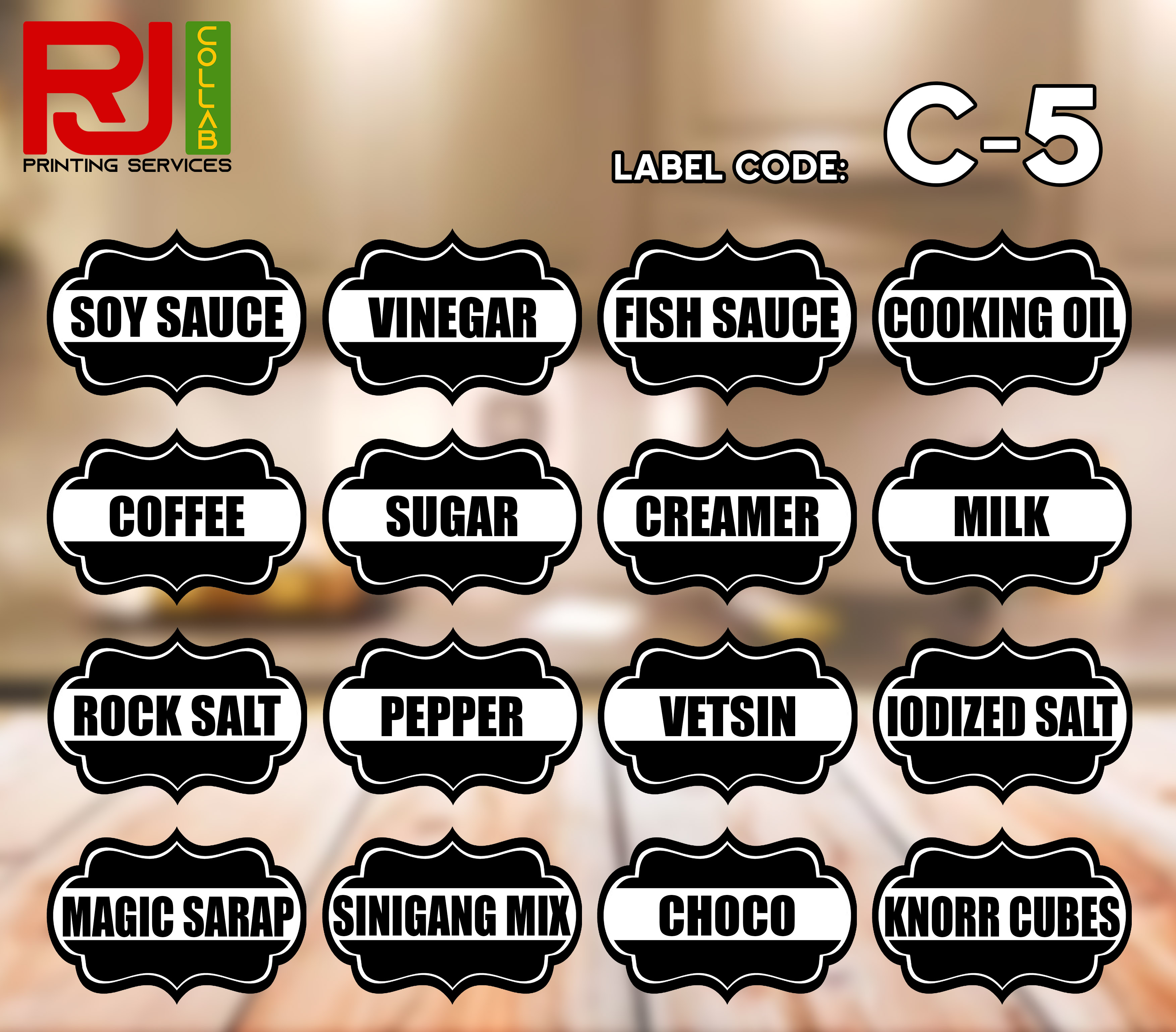 Pantry / Condiments Label Stickers - 16 pcs - Waterproof Stickers ...