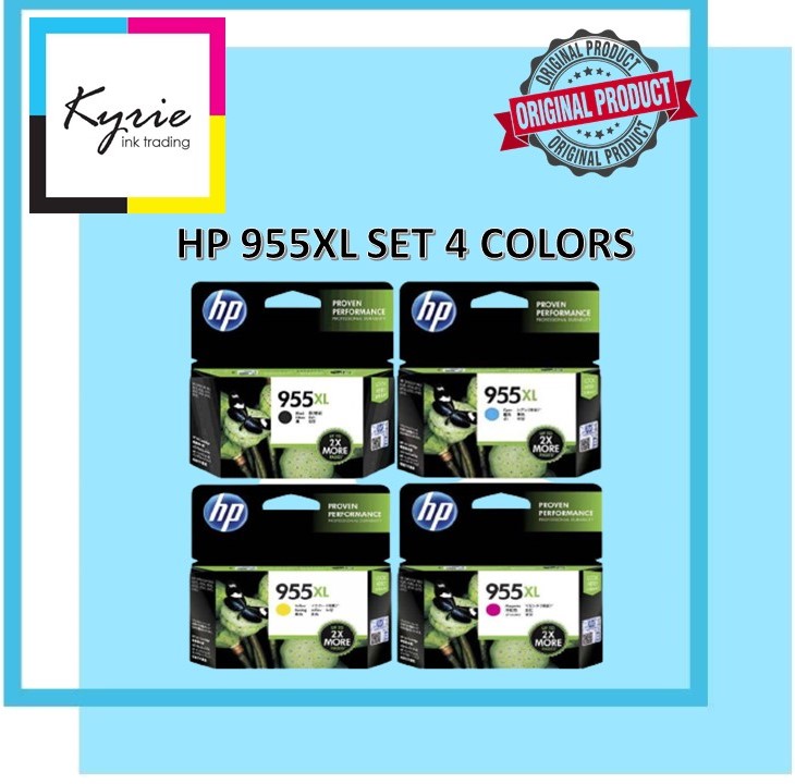 HP 955XL High Yield Original Ink Cartridge Set of 4 Colors Black Cyan ...