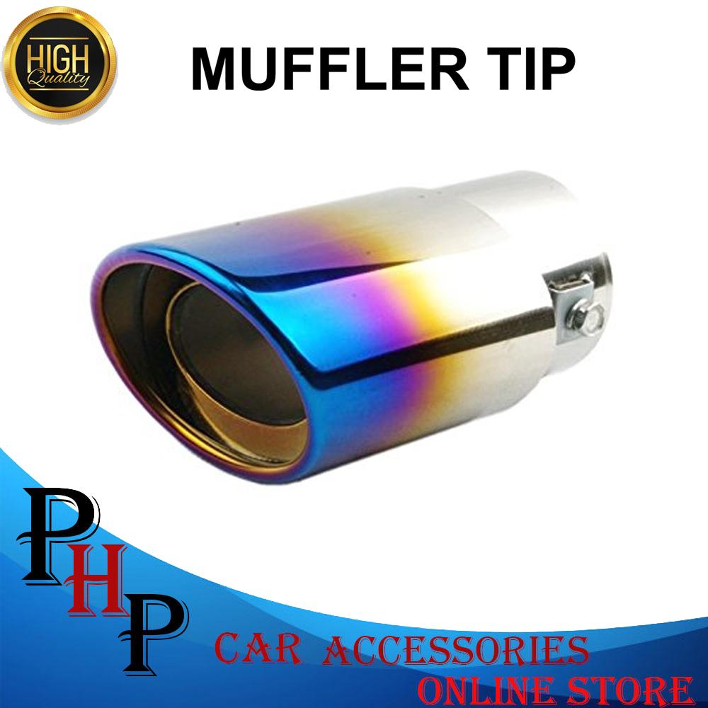 Car Tail Rear Angle Exhaust Muffer Pipe Tip Stainless Steel Blue ...