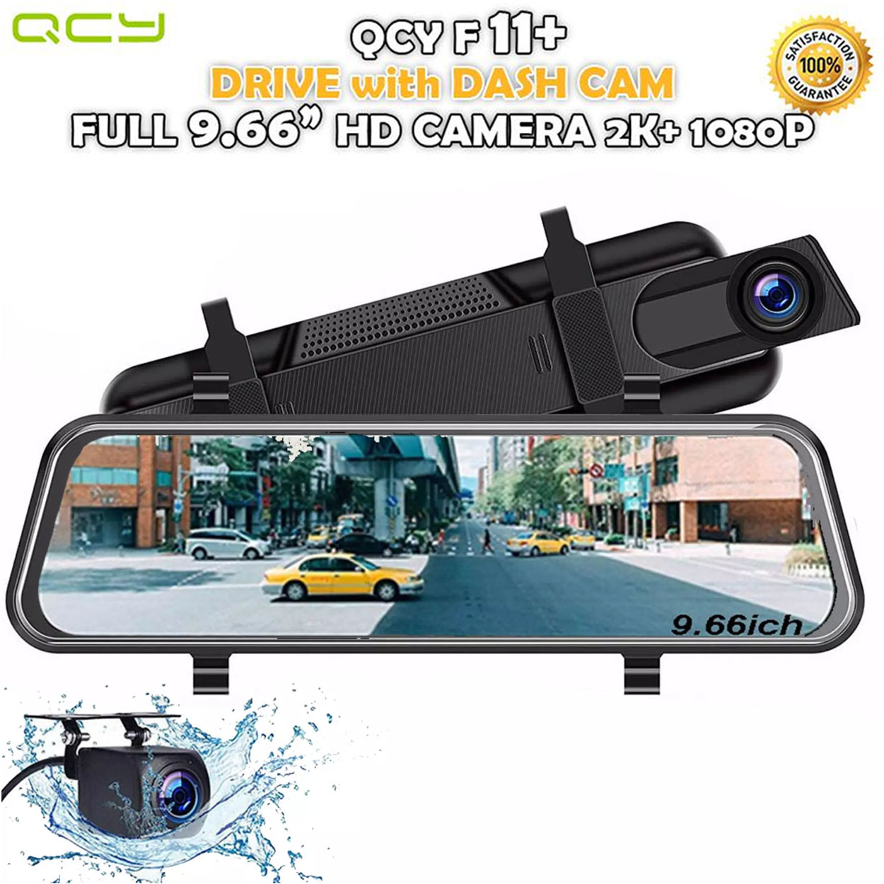 SUPER NIGHT VISION QCY F11 WIFI 2K Car Dvr Camera 9.66 Inch Streaming ...