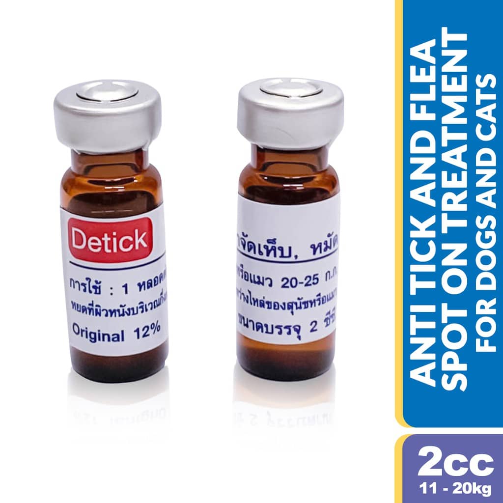 Detick 1cc or 2 cc Spot On Solution Treatment Anti Fleas & Ticks for ...