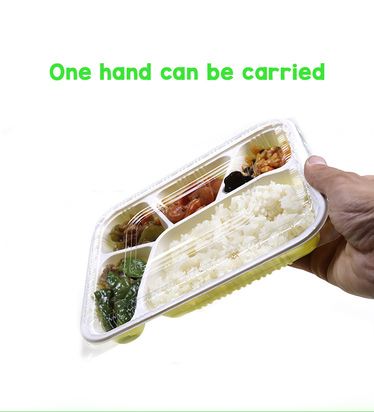 【100pcs】Disposable bento box / food storage with clear lid (5 DIVISIONS ...