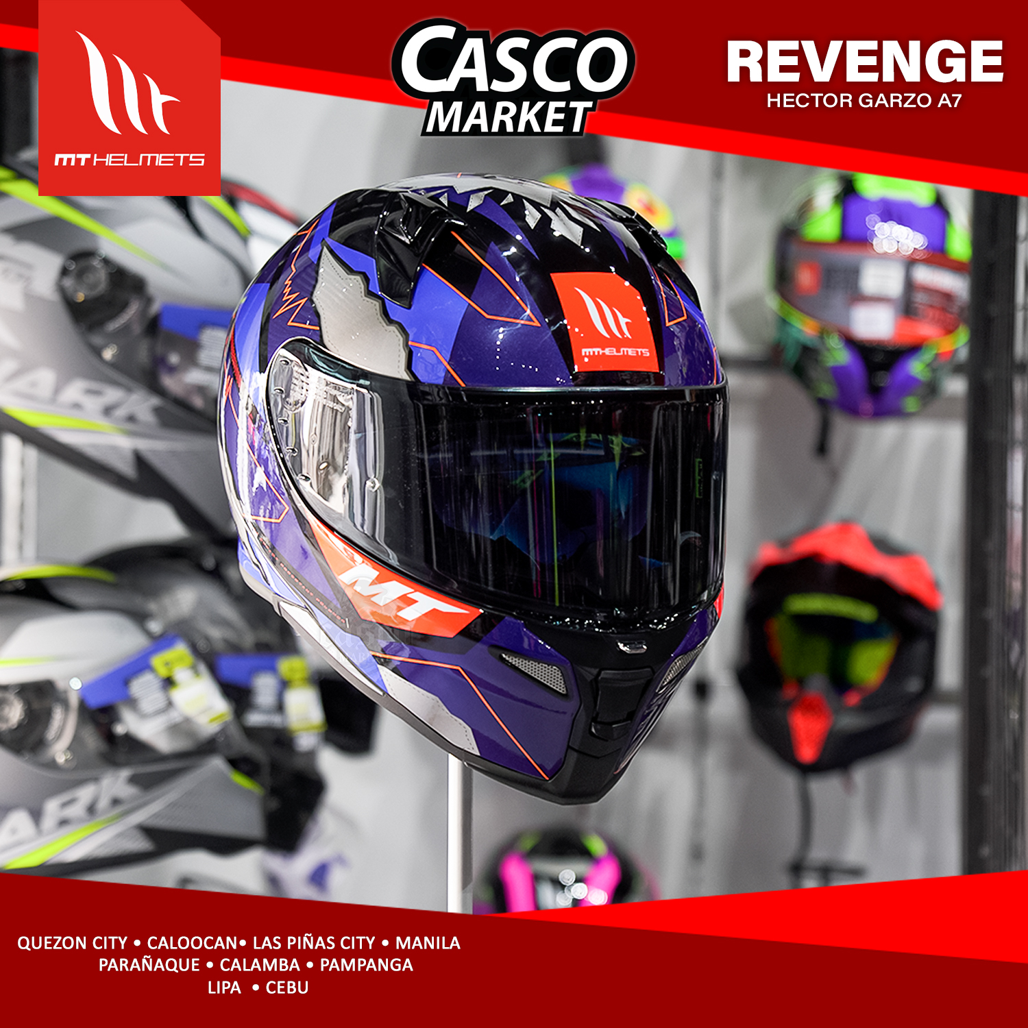 MT REVENGE 2 G HECTOR GARZO FULL FACE SINGLE VISOR MOTORCYCLE HELMET (with extra lens) | Lazada PH