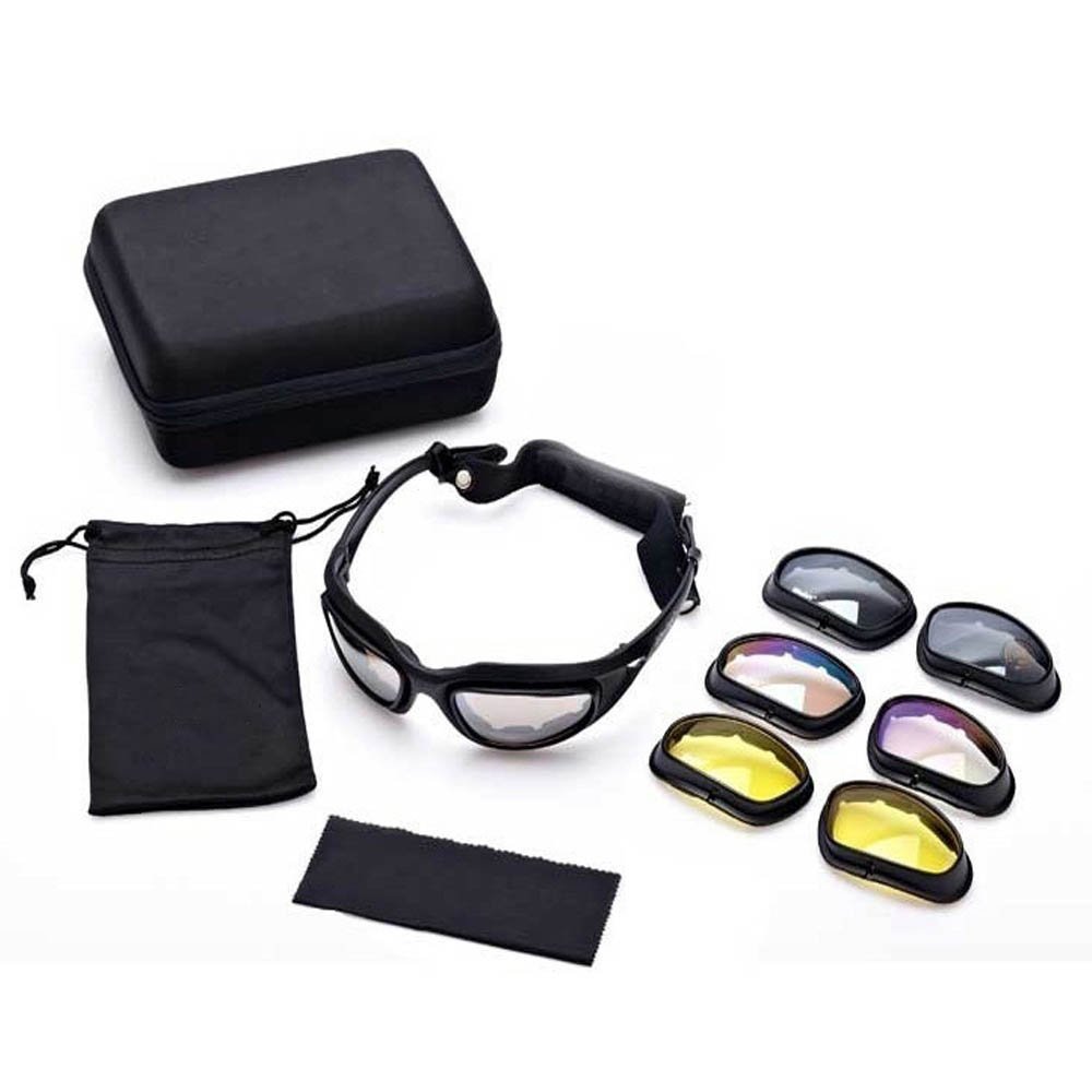 Polarized Army Goggles, Military Sunglasses 4 Lens Kit Men's War Game ...