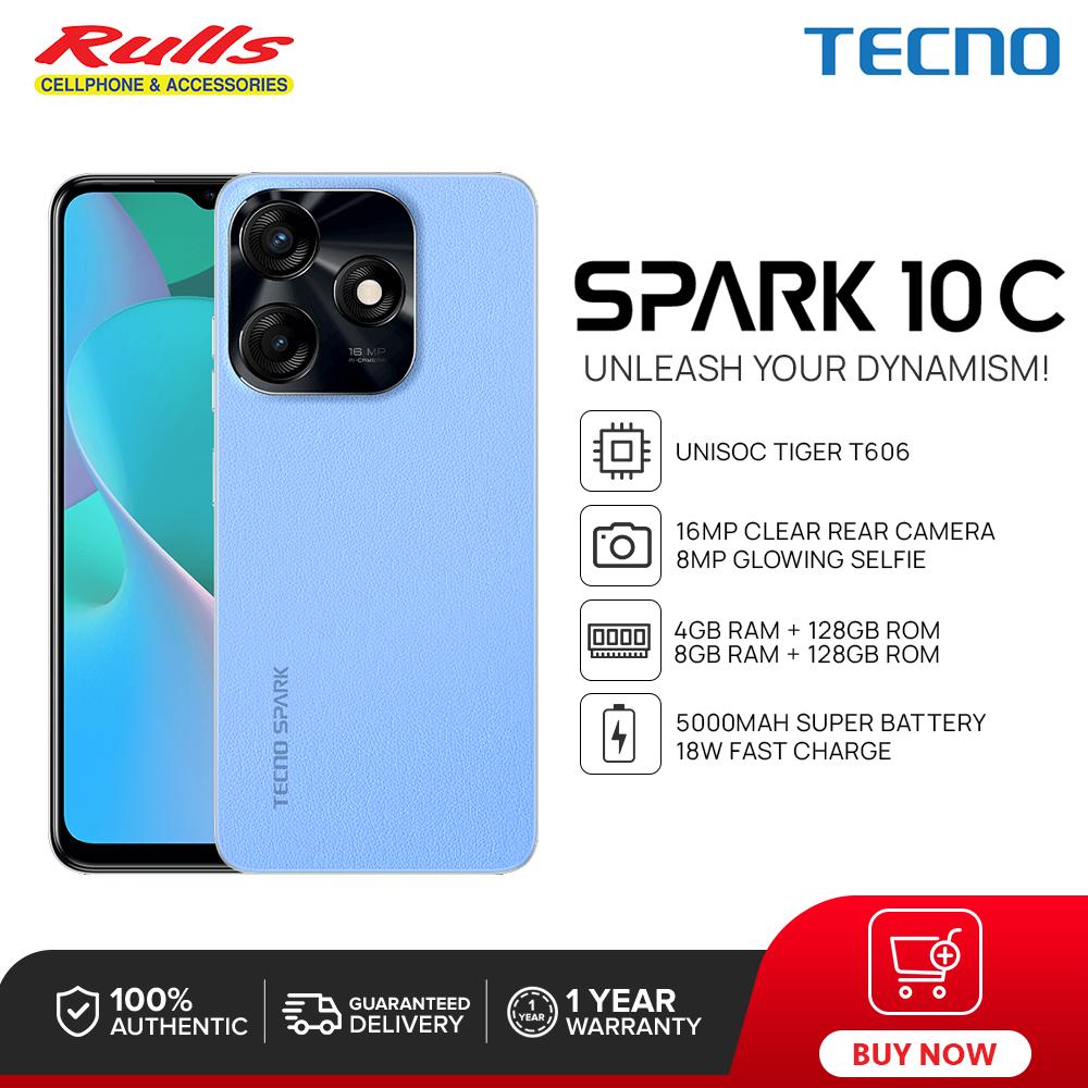 Tecno Spark 10C Smartphone | 4GB+128GB / 8GB+128GB | UNISOC Tiger T606 | 16MP Clear Rear Camera ...