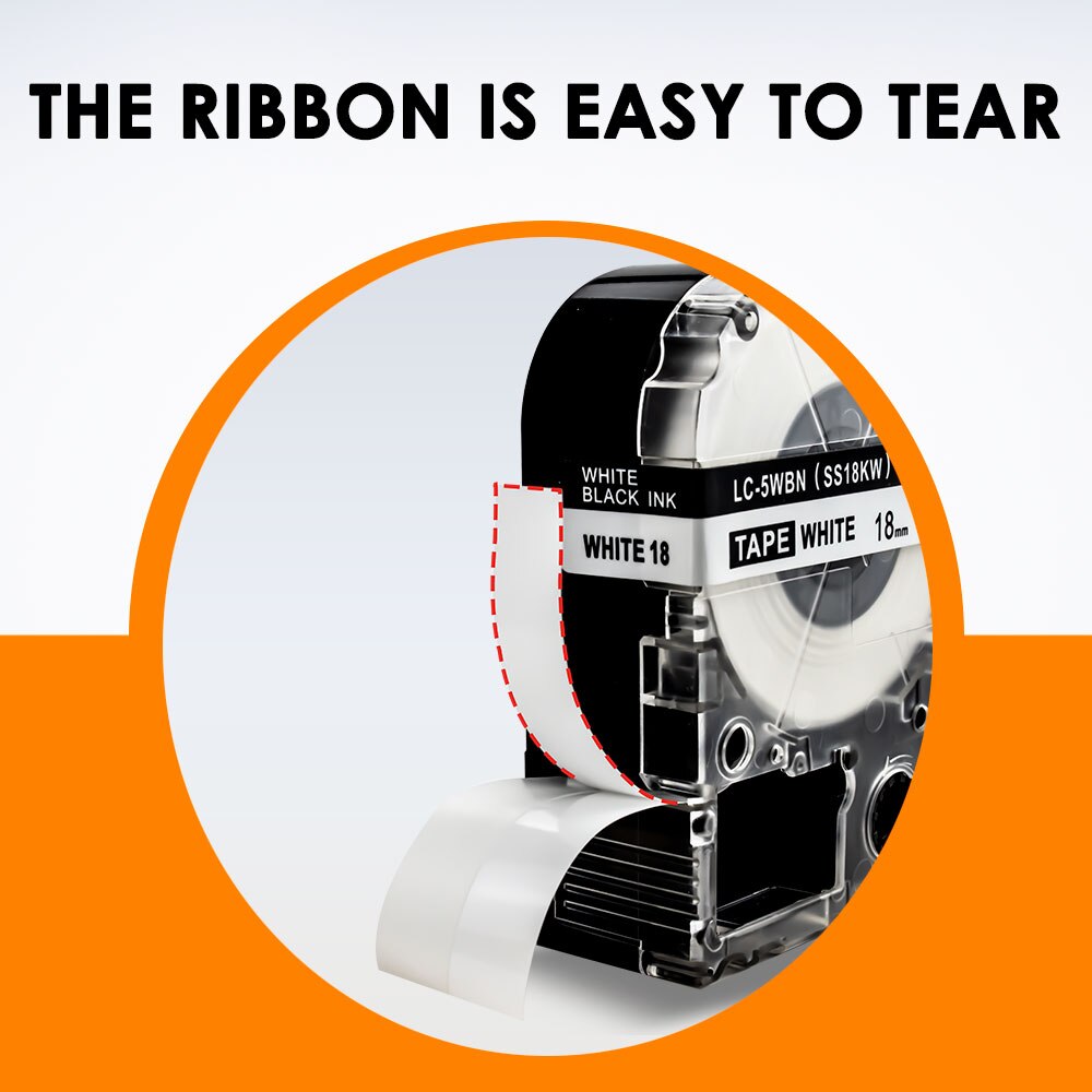 Black on White SS18KW LC-5WBN 3/4"(18mm) Label Tape for Epson King Jim ...
