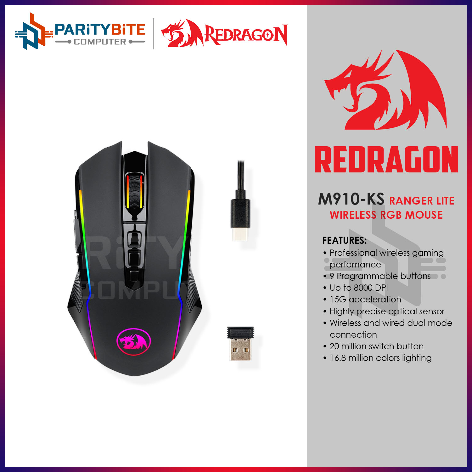 Redragon M910-KS RANGER Wired/wireless GAMING MOUSE | Lazada PH