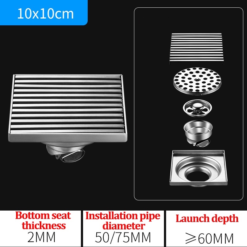 Solid bars Floor Drains SUS 304 Stainless Steel Shower Drainer Bathroom ...