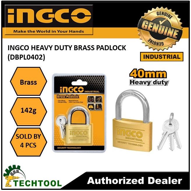 INGCO HEAVY DUTY BRASS PADLOCK 40mm (DBPL0402) - SOLD BY 4 PCS | Lazada PH