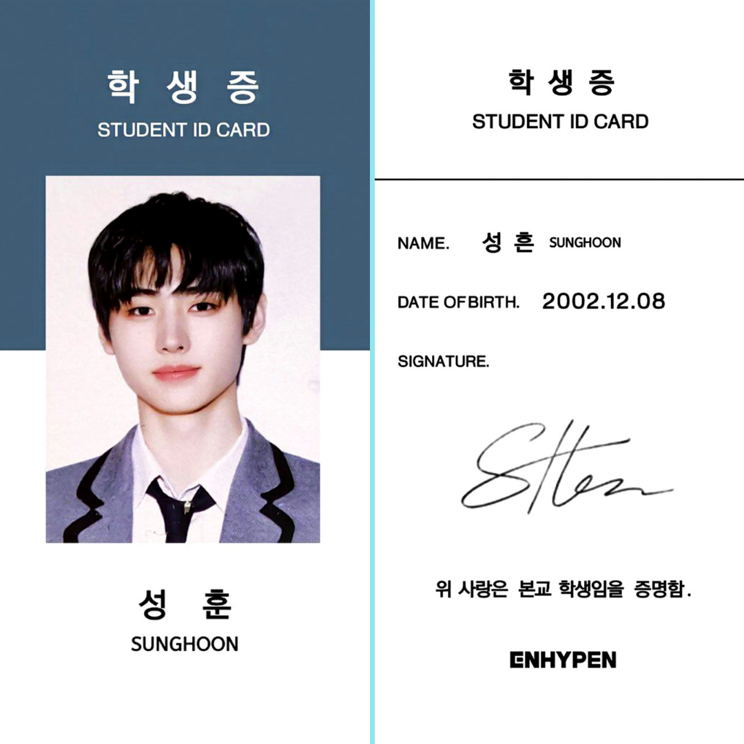 ENHYPEN SEASONS GREETING'S 2021 STUDENT ID CARD PHOTOCARD CARD PVC ...