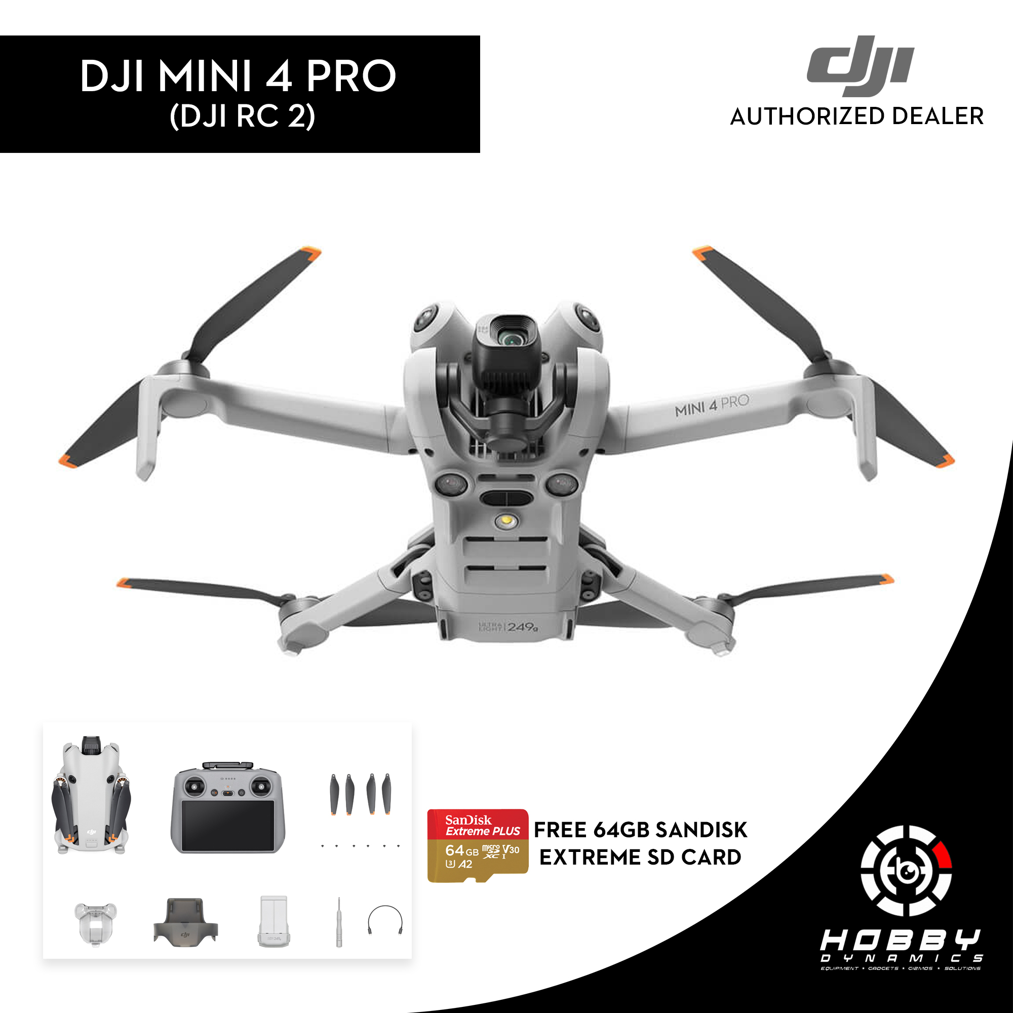 DJI Mini 4 Pro (DJI RC2) with FREE Sandisk Extreme 64GB SD Card | Lazada PH