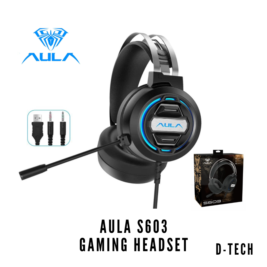 Aula S603 Gaming Headset, with microphone, RBG lighting effect, Black ...