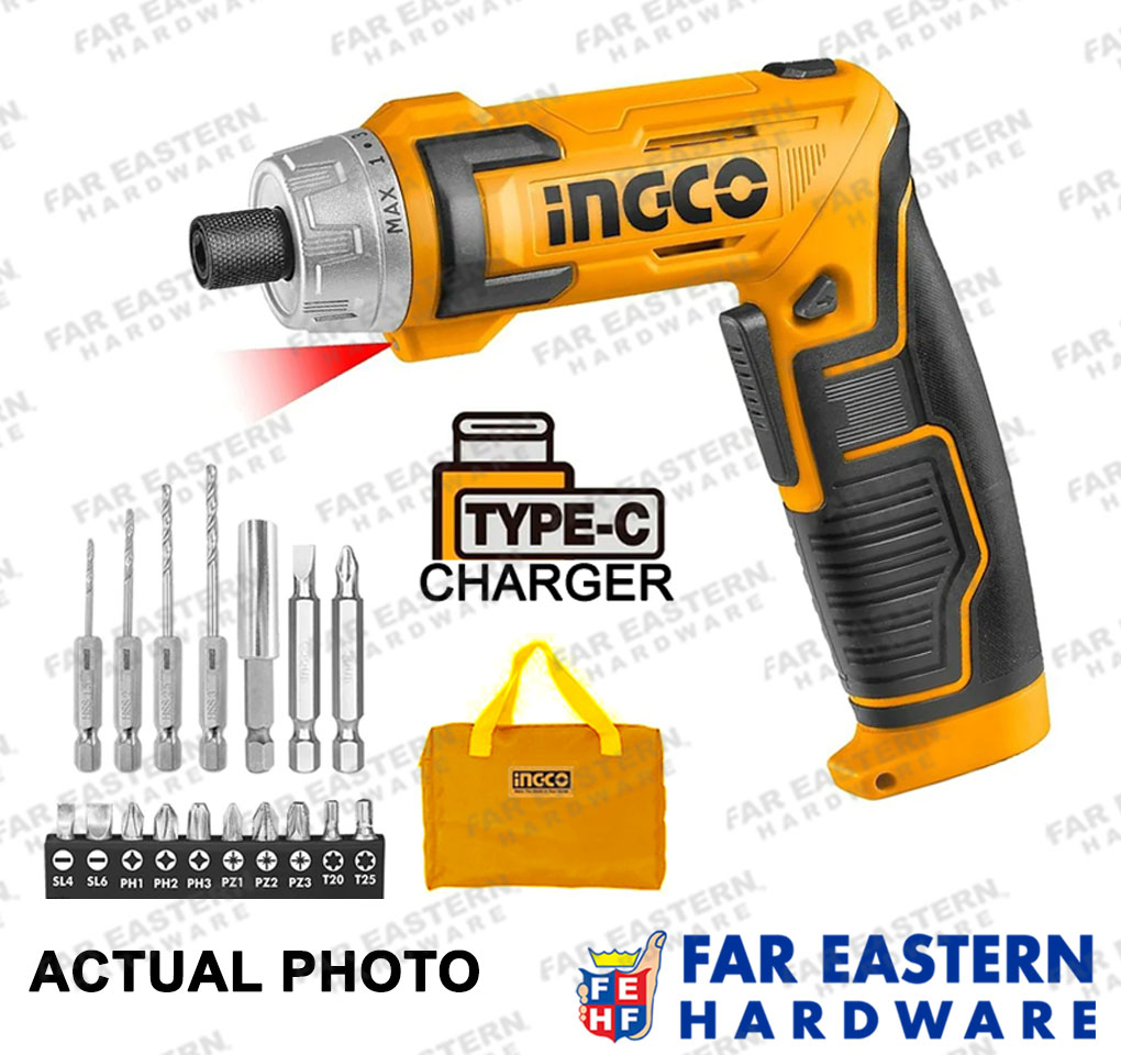 INGCO Cordless Screwdriver Driver 8V w/ Screwbit Holder TYPE C Port ...