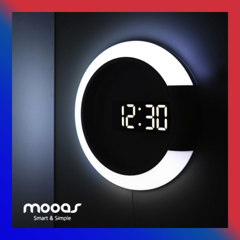 [MOOAS] Genuine moodlight dual mirror wall clock watch temperature / 7 ...