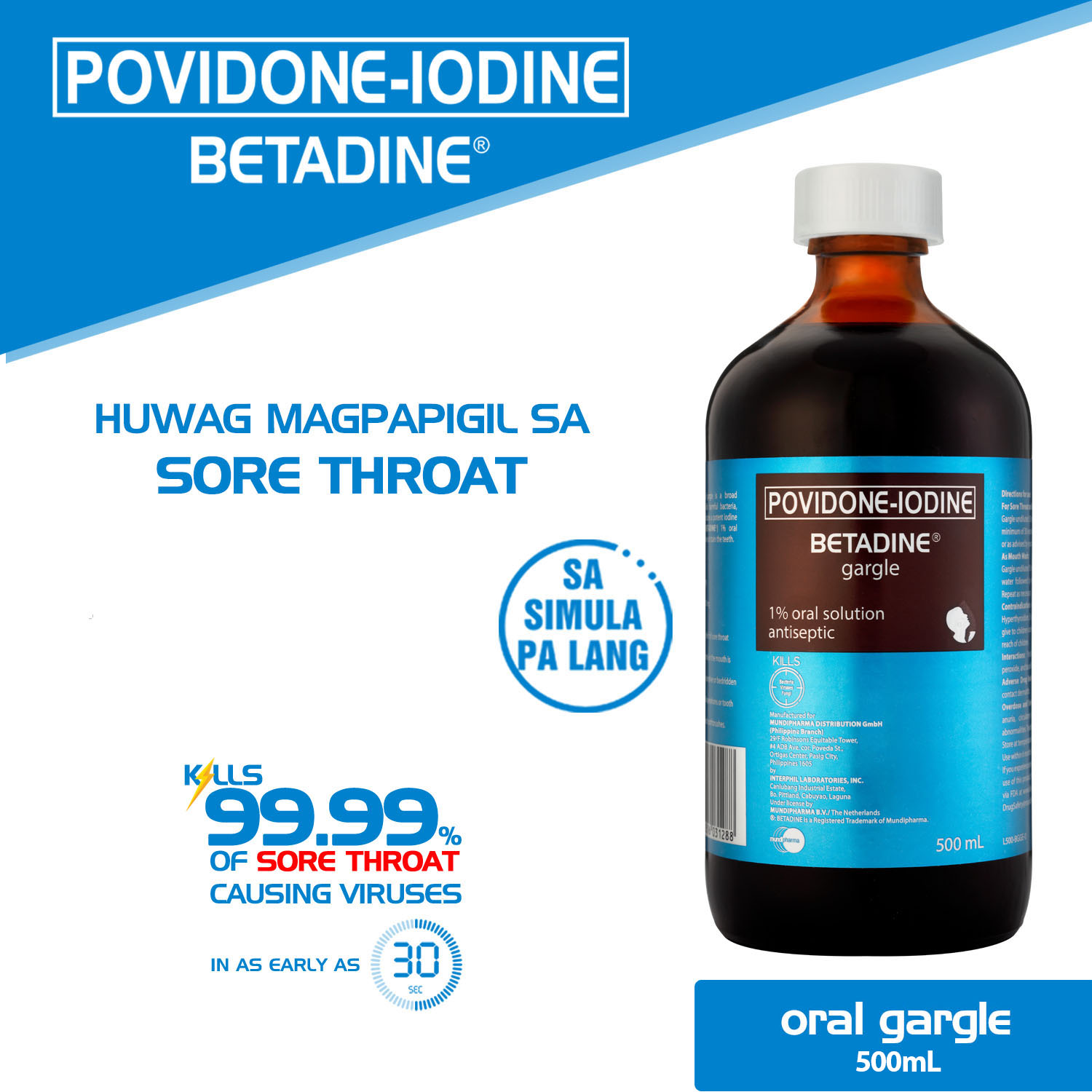 Povidone Iodine BETADINE Gargle 500mL Lazada PH