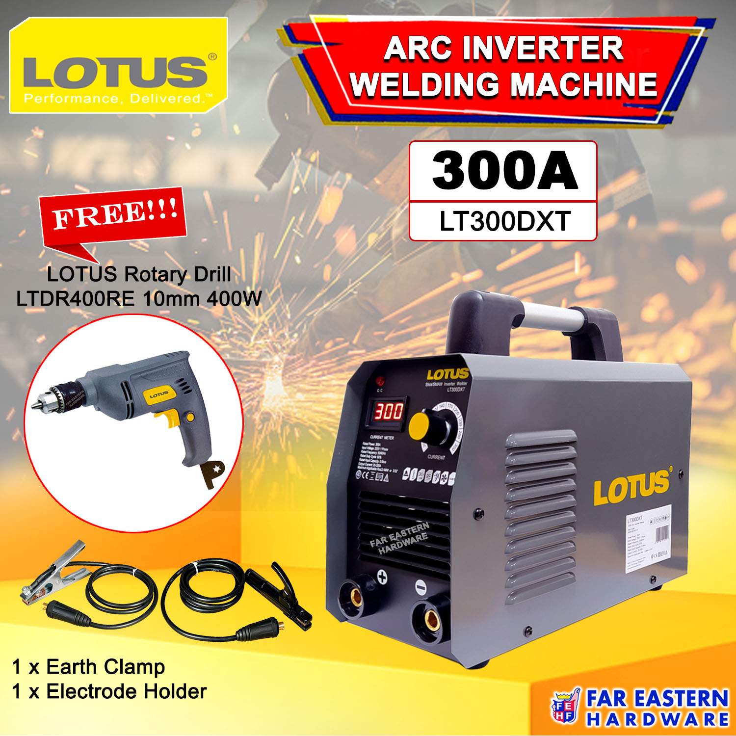 LOTUS Arc / Stick Inverter Welding Machine 300A LT300DXT FREE LTDR400RE ...