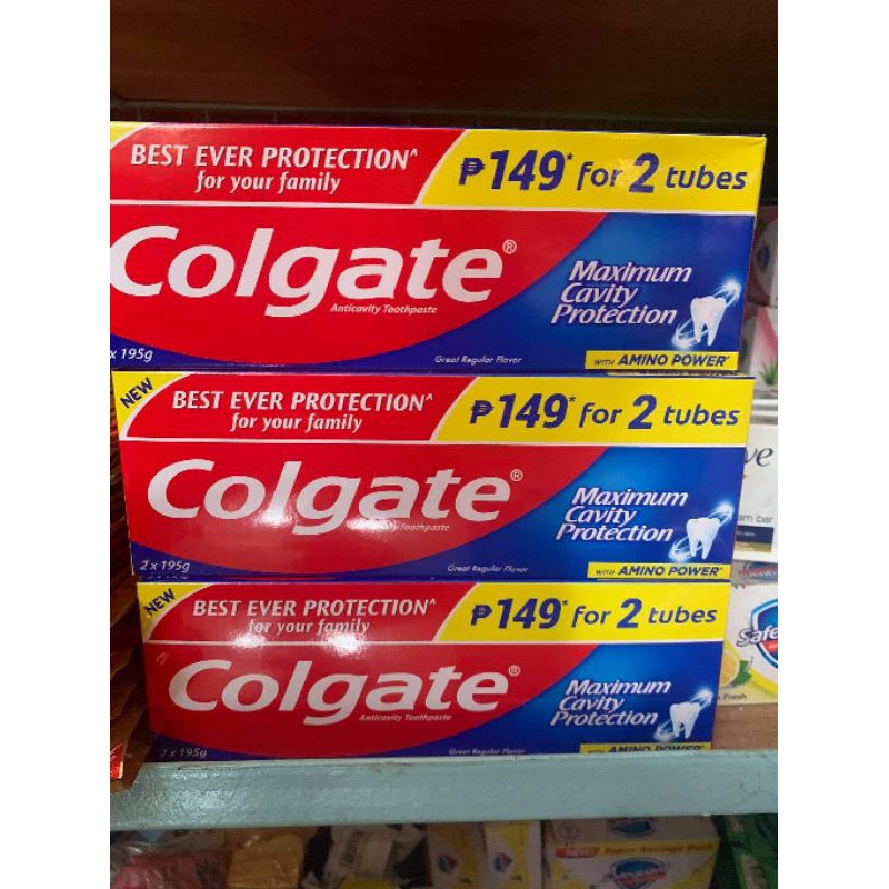 O}~COLGATE TUBE MAXIMUM ANTI CAVITY PROTECTION TOOTHPASTE 2/195g ...