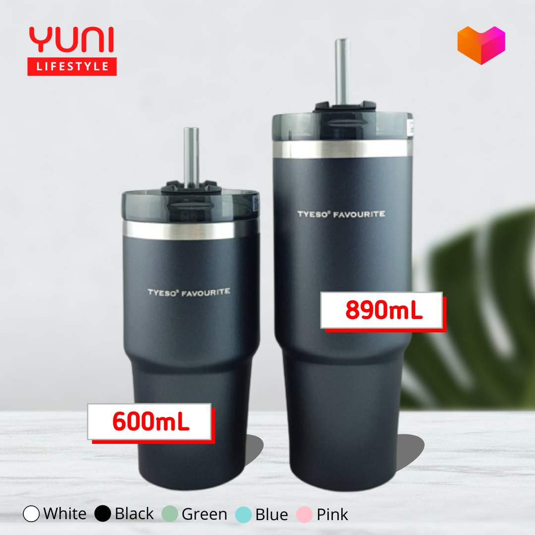600mL/890mL Tyeso Favourite w/ Straw Vacuum Insulated Mug Coffee ...