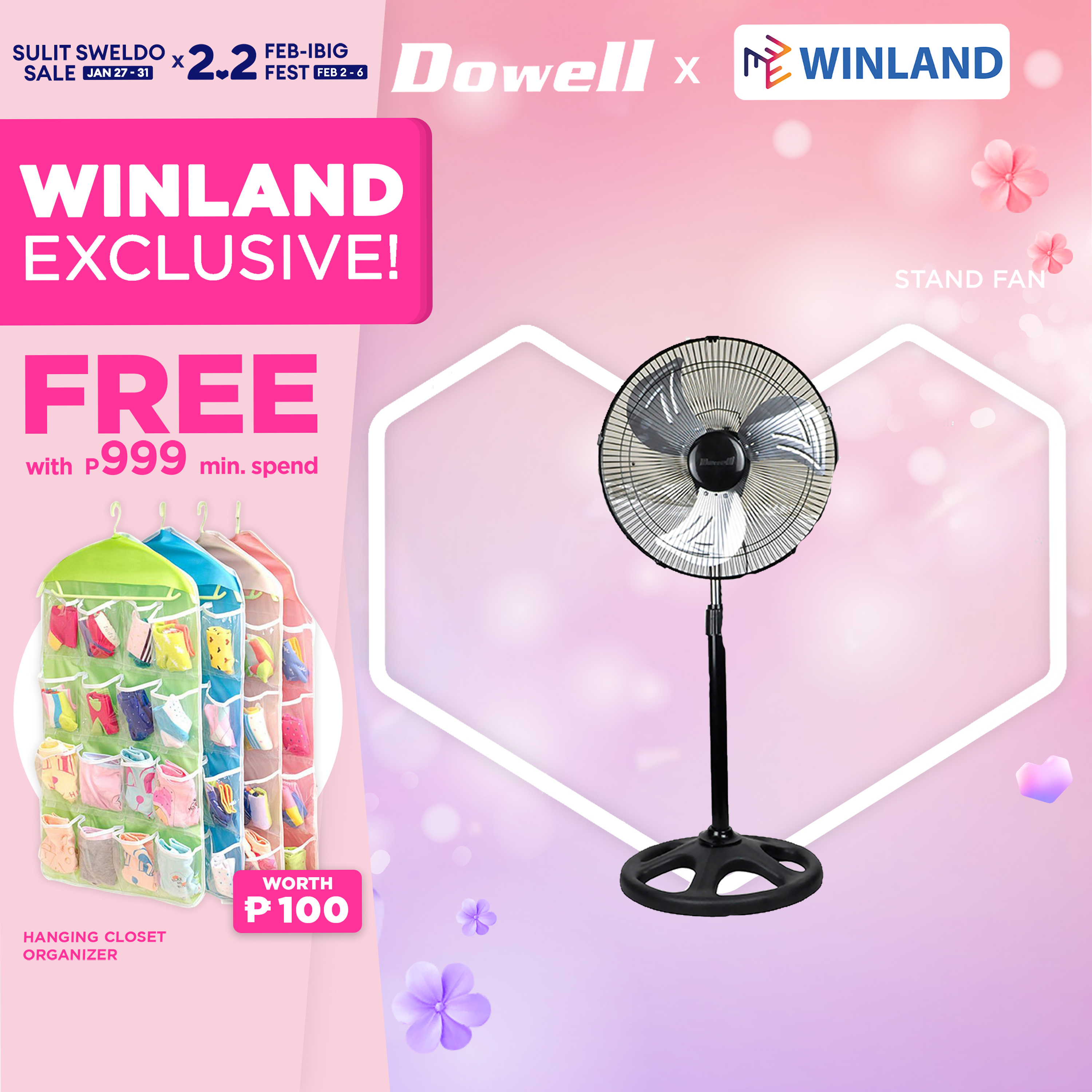 DOWELL by Winland Powerful Industrial Stand Fan Electric Fan 16" IFST ...