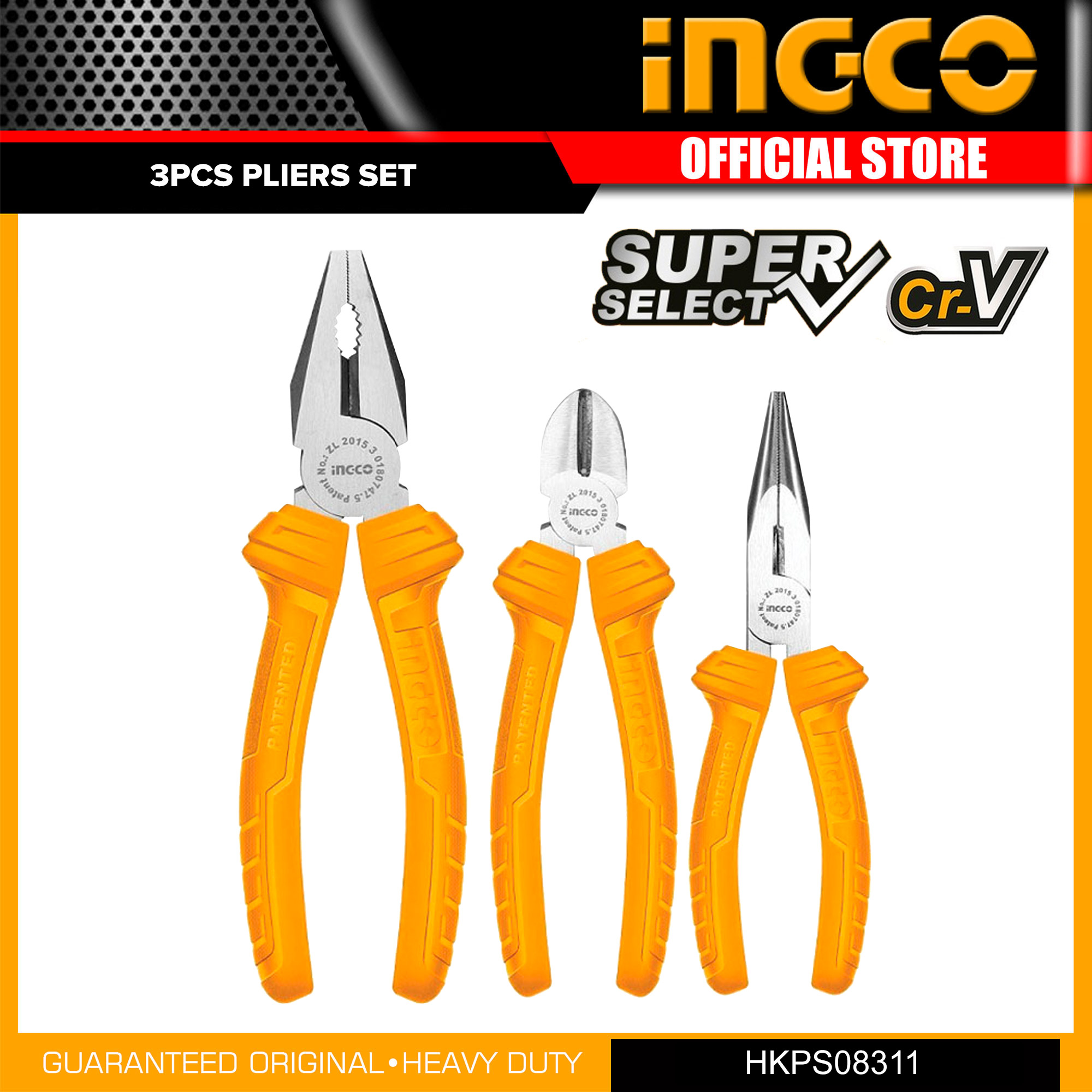 [MALL EXCLUSIVE] INGCO HKPS08311 3pcs Pliers Set CR-V ( Combination ...