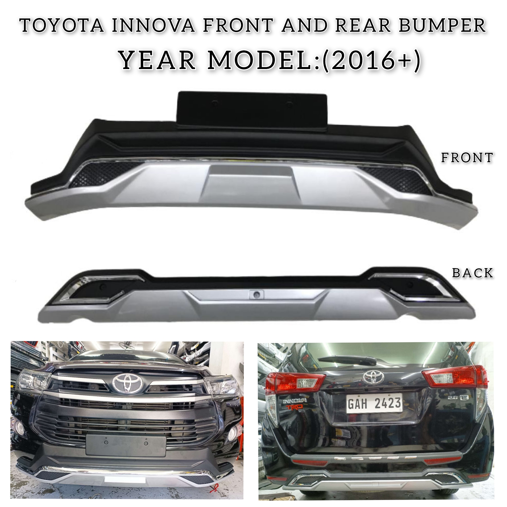 OCPA 2016 2017 2018 2019 2020 2021 TOYOTA INNOVA FRONT AND REAR BUMPER ...
