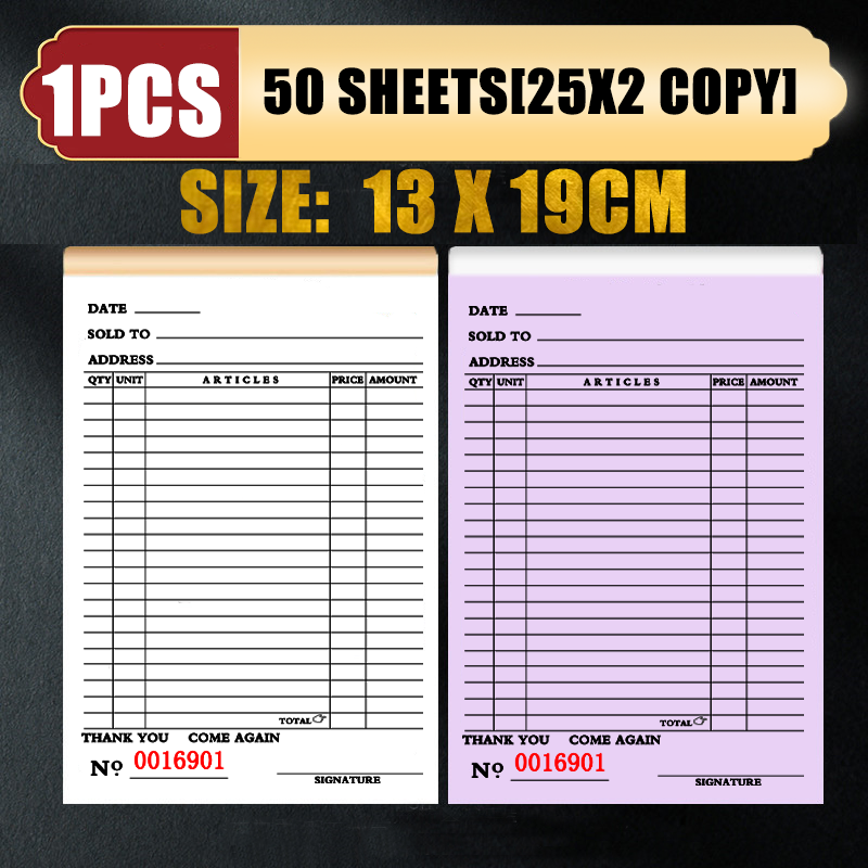 Business receipt 2copy 3copy carbonization receipt official receipt ...