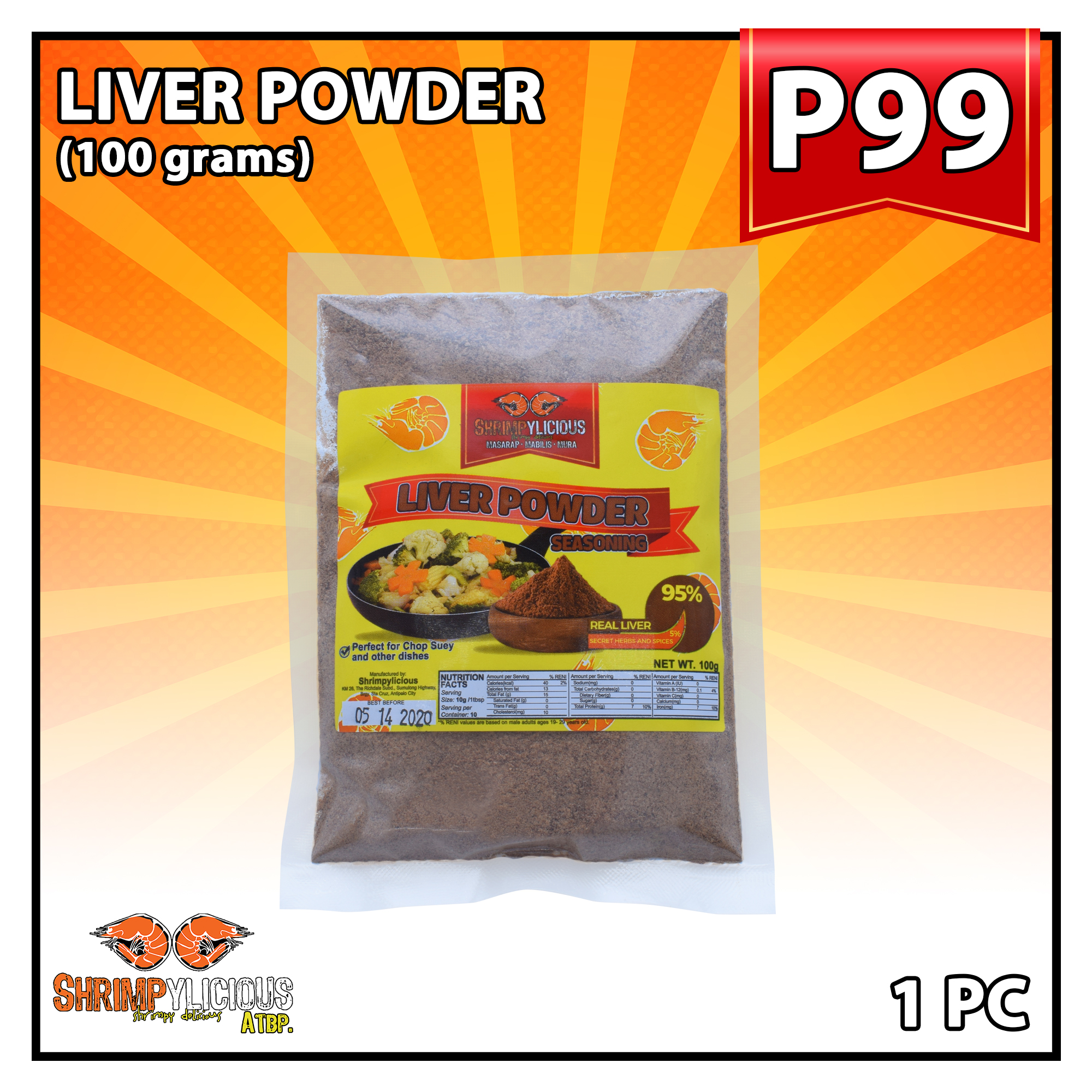 Shrimpylicious 1 pc Pork Liver Powder 100grams/pack for Pancit ...