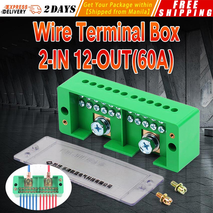 Wire Terminal Box Terminal Block 2 IN 12 OUT Terminal Junction Box ...