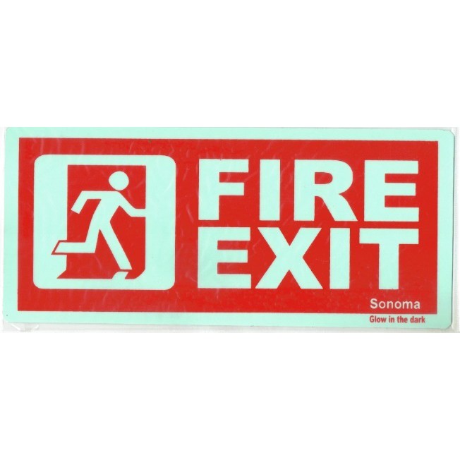 High Impact Plastic Glow in The Dark Fire Exit Signage 4" x 9" inches ...