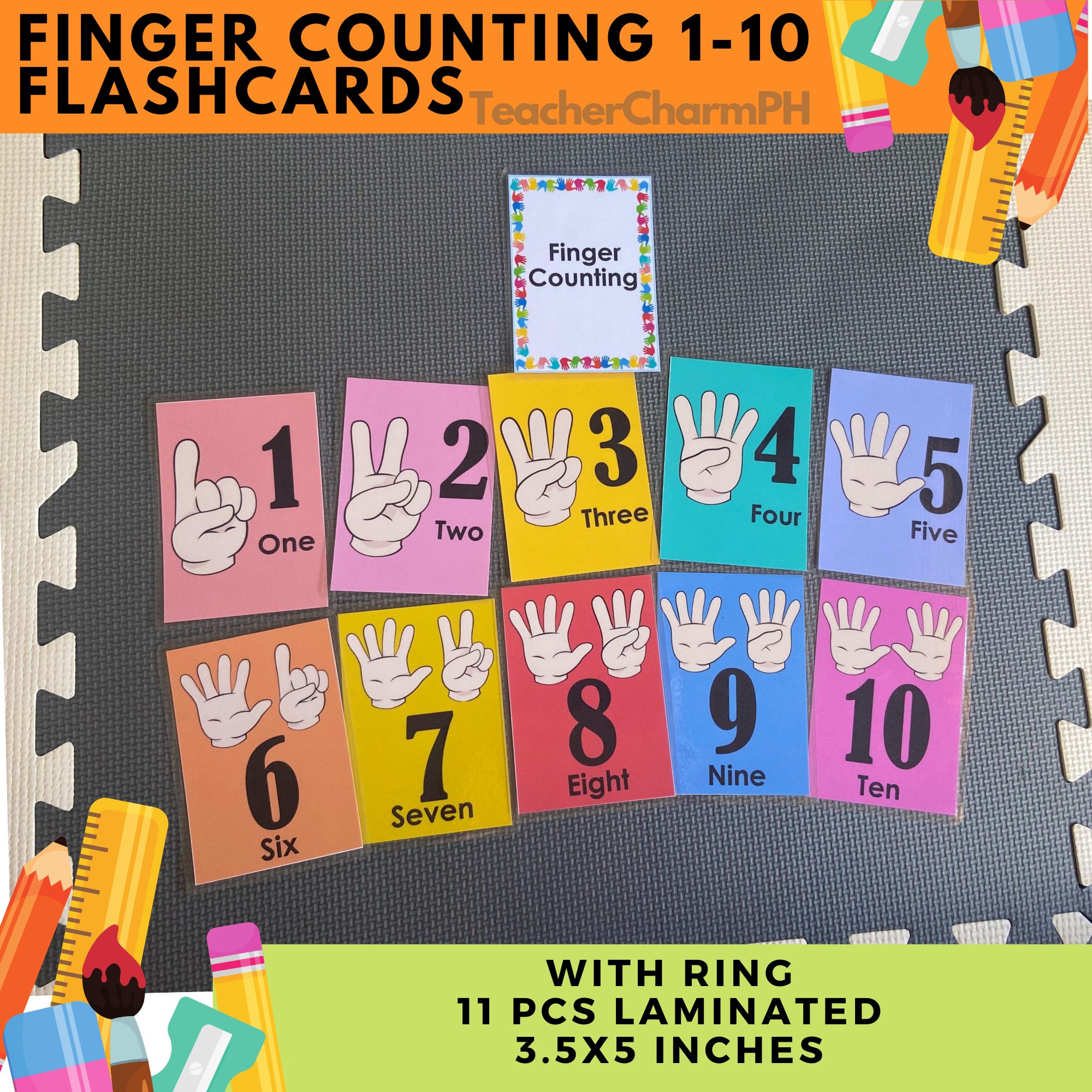 FINGER COUNTING 1 to 10 FLASHCARDS Laminated with Ring | Lazada PH