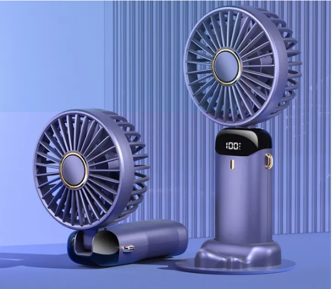 Mini Fan Rechargeable Electric Fan 3000mAh 5-Speed Wind LED Display ...
