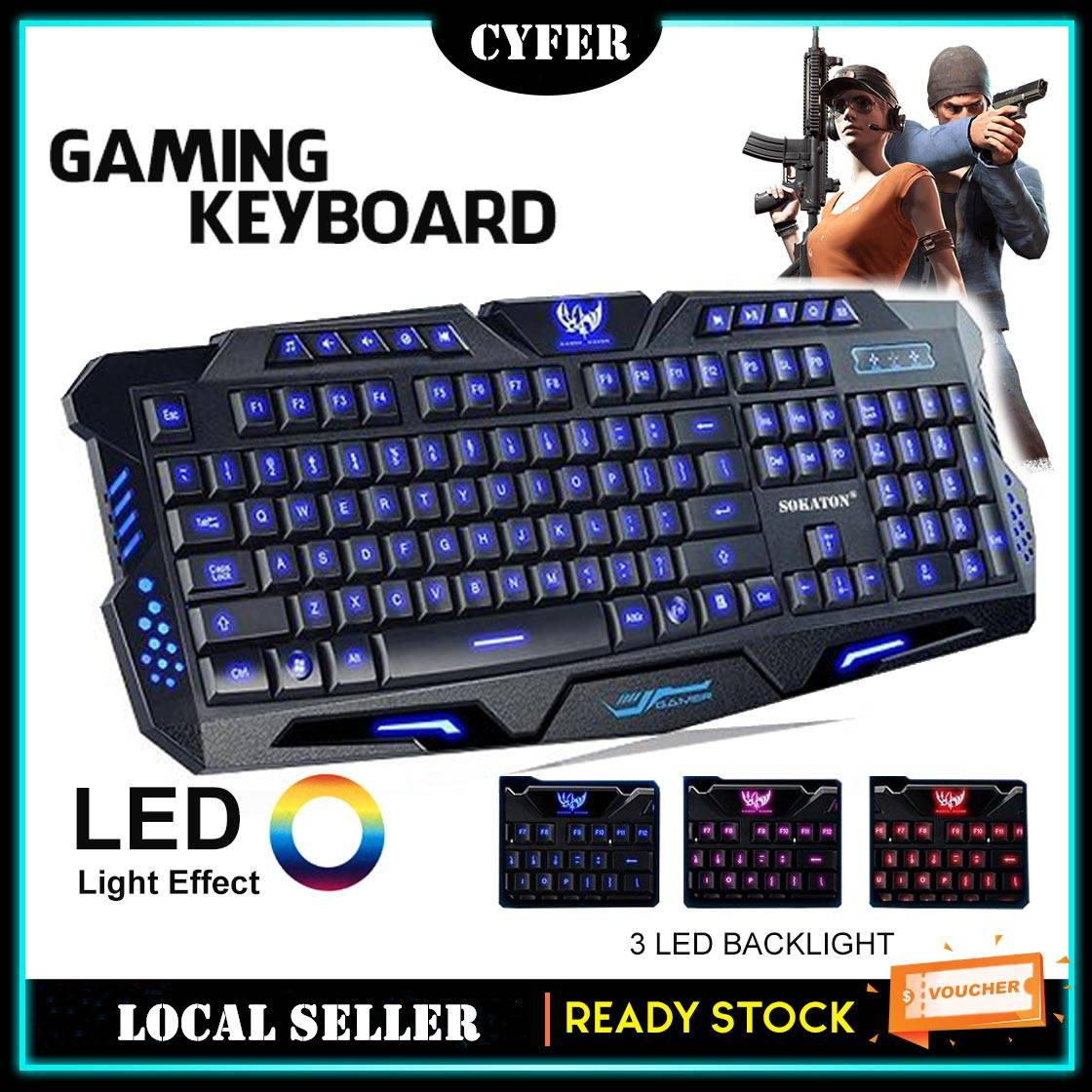 ORIGINAL M200 USB Gaming Keyboard with 3 Color Backlight Multimedia ...
