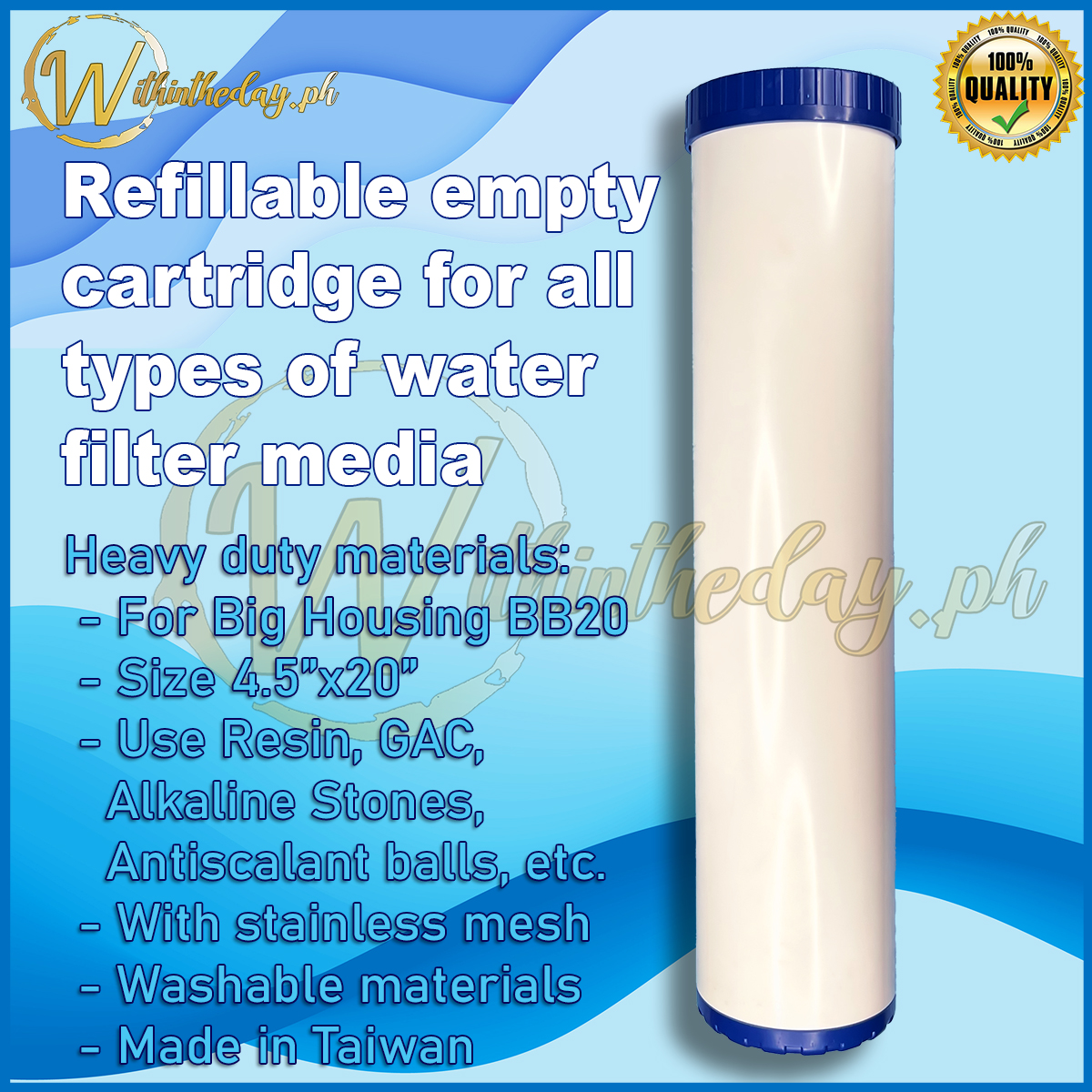 Refillable empty cartridge for Water Filter Media Activated Carbon ...