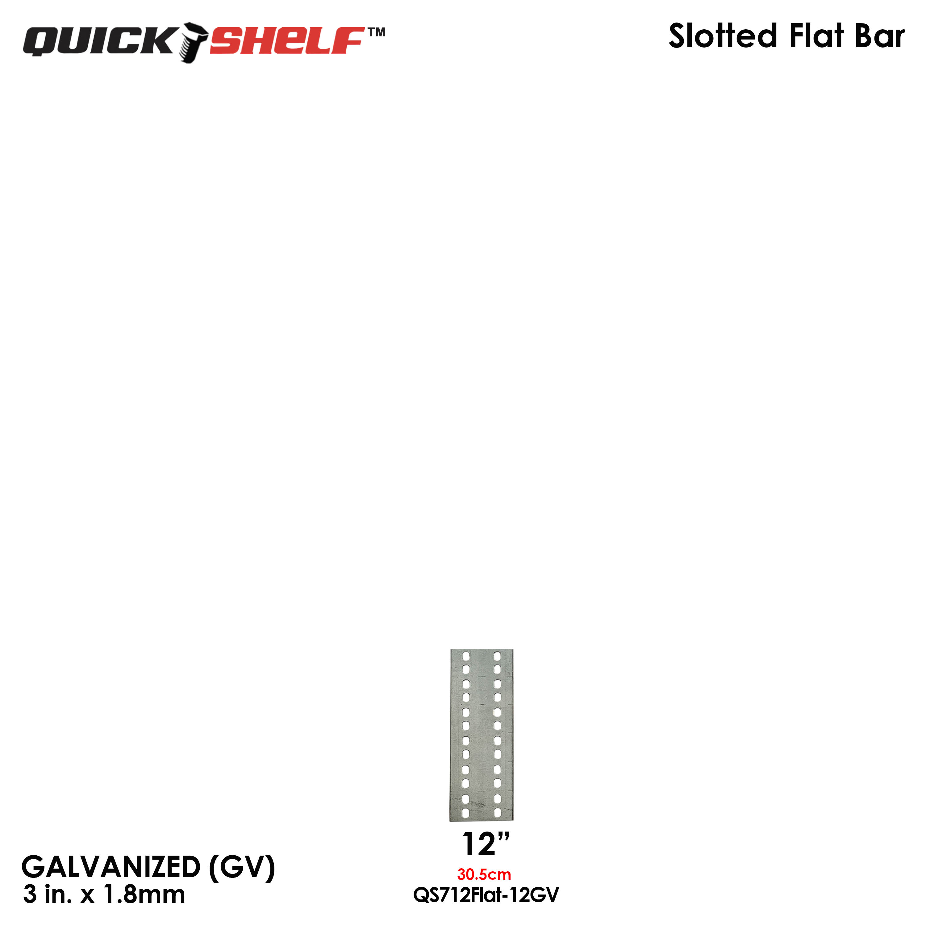 QS DIY Slotted FLAT Bar 3-in x1.8mm QS712Flat Heavy-Duty Structural ...