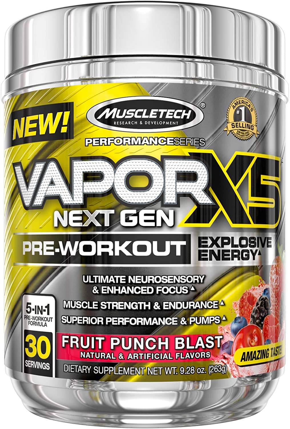 MuscleTech Vapor X5 NEXT GEN - 30 Servings - Pre Workout Energy Powder ...