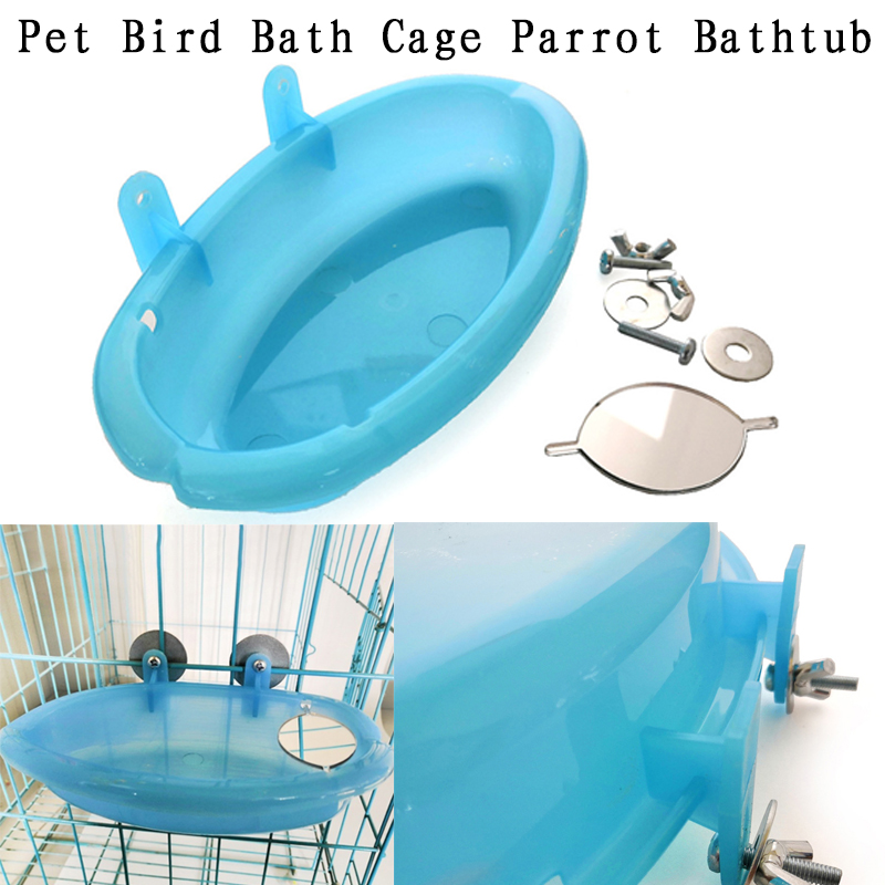 Pet Bird Bath Cage Parrot Bathtub With Mirror Bird Cage Accessories ...