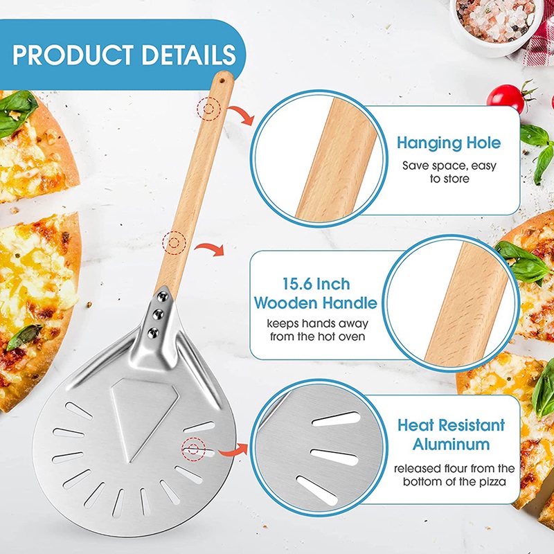 Turning Pizza Peel Perforated Aluminum Pizza Peel and Oval Shape ...