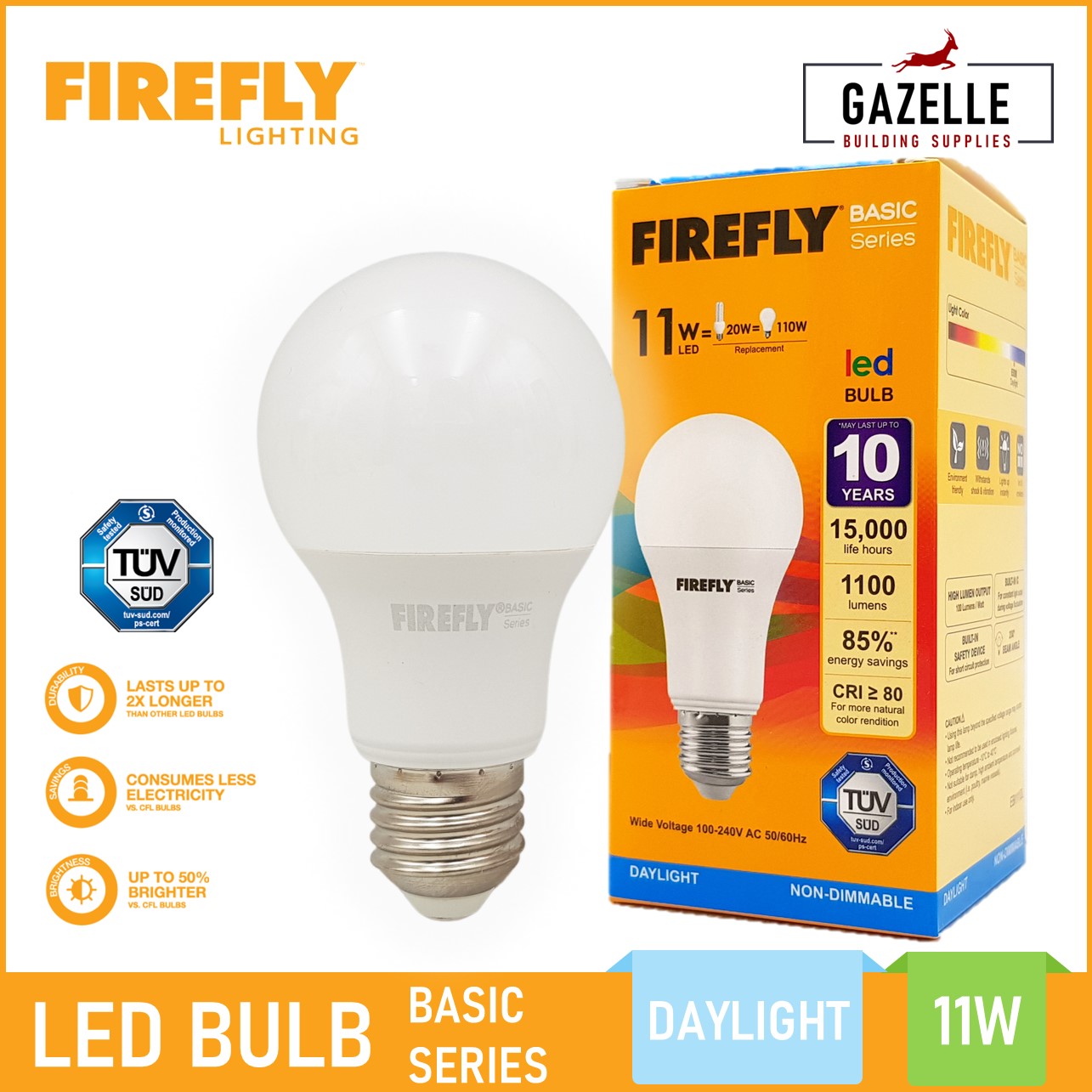 Firefly Basic Series LED Bulb - 11 Watts - Daylight / Warm White ...