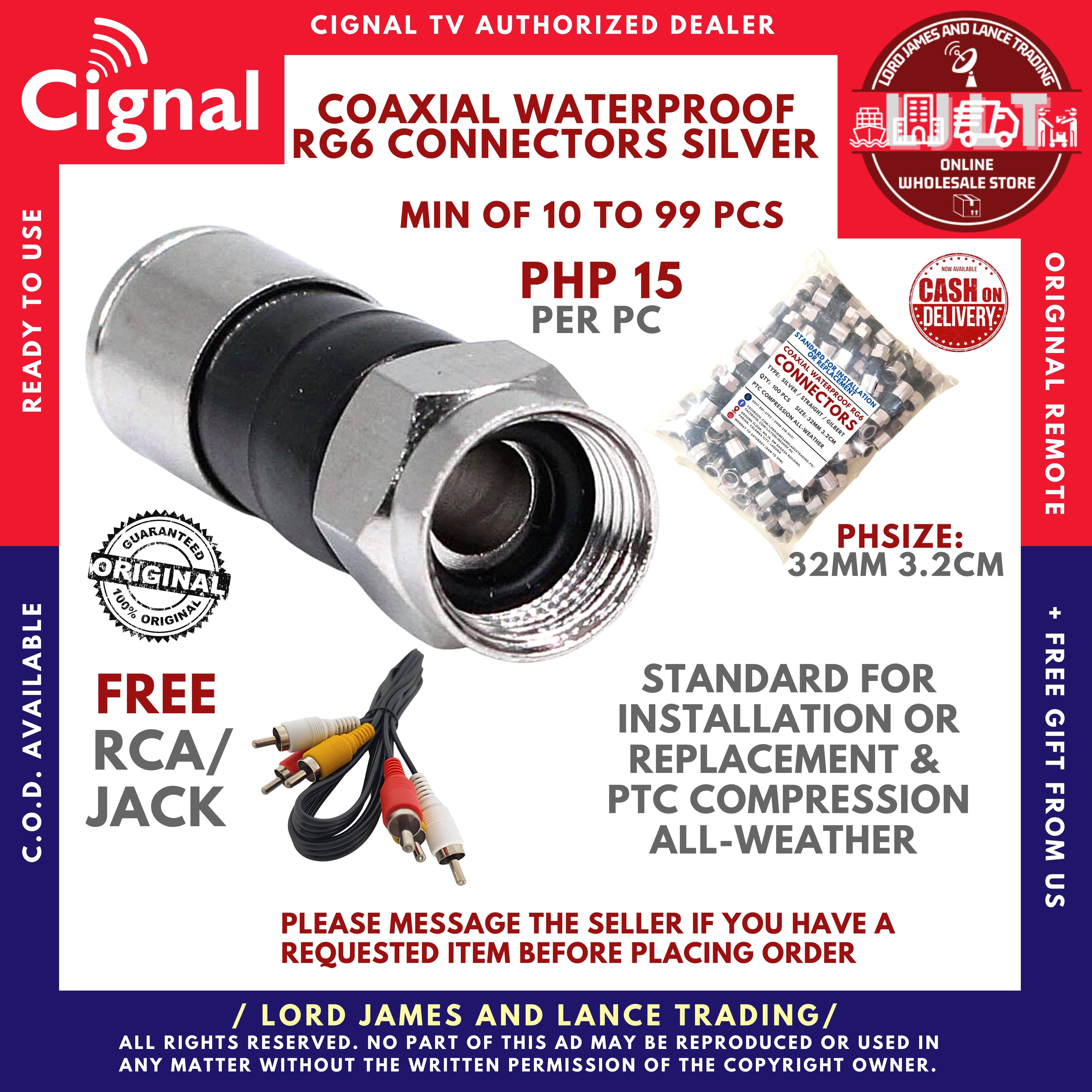 WHOLESALE COAXIAL WATERPROOF RG6 CONNECTORS SILVER( 32mm) PER PC/PACK ...