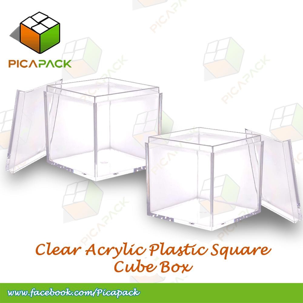 1 PC Clear Acrylic Plastic Square Cube Box With Lids Durable Candy Box ...