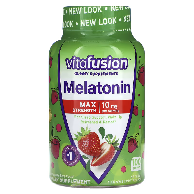 VitaFusion Max Strength Melatonin Natural Strawberry Flavor 10 mg 100 ...