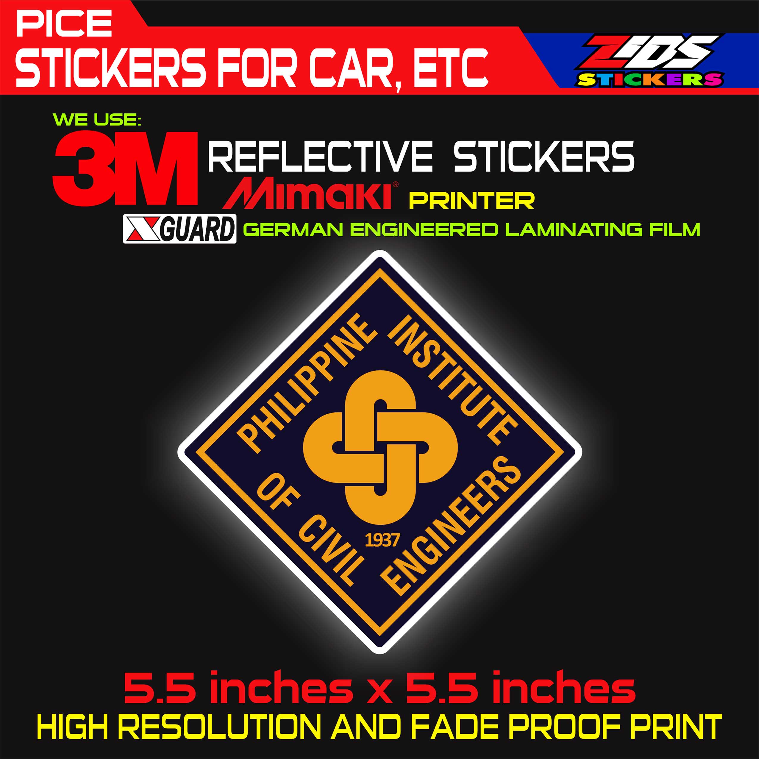 pice philippine institute of civil engineer logo 3M reflective ...