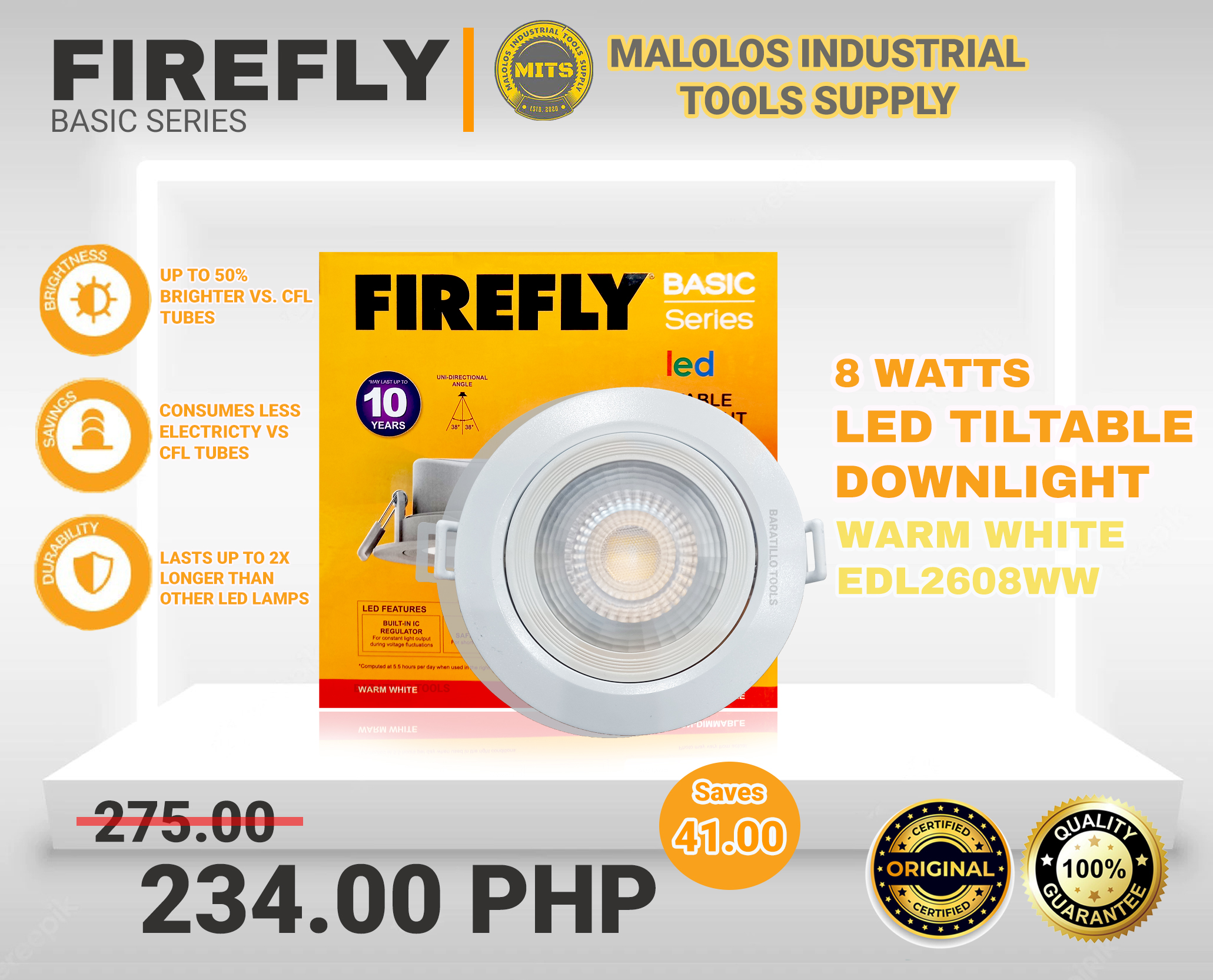 FIREFLY TILTABLE DOWNLIGHT 8W WARMWHITE | Lazada PH