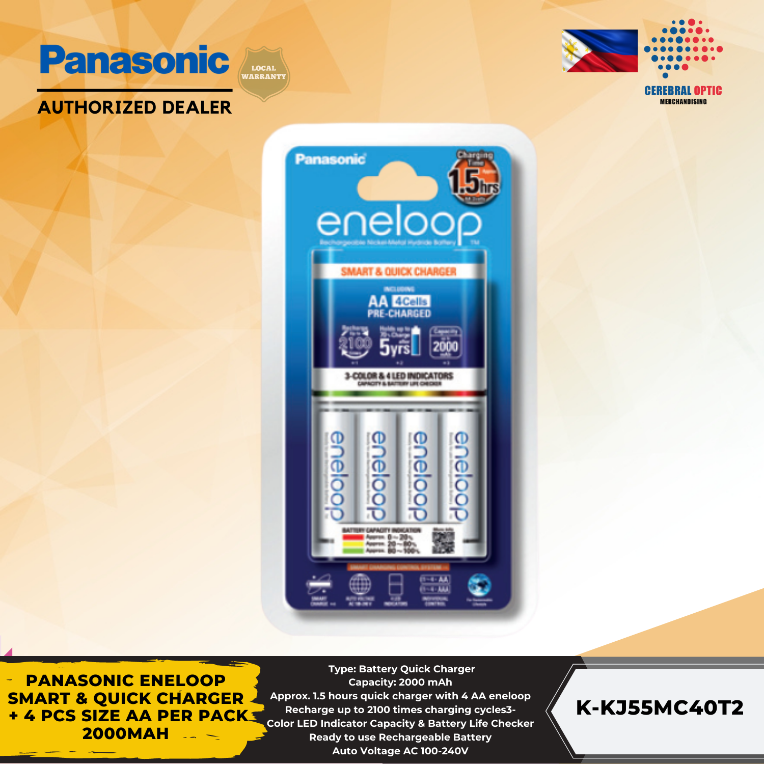 PANASONIC SMART & QUICK CHARFER + 4 AA 2000mAh - Cerebral Optic ...