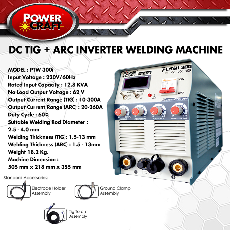 Welding Machine DC TIG and ARC 300A Powercraft (PTW 300i) | Lazada PH