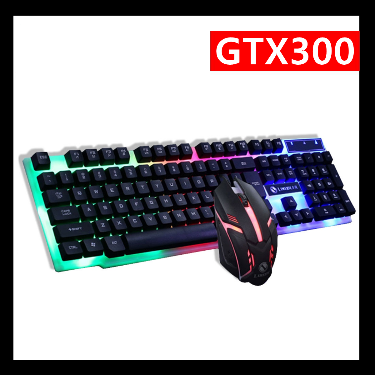 GTX300 Wired Luminescent Mechanical Feel Ergonomic Keyboard & Mouse ...