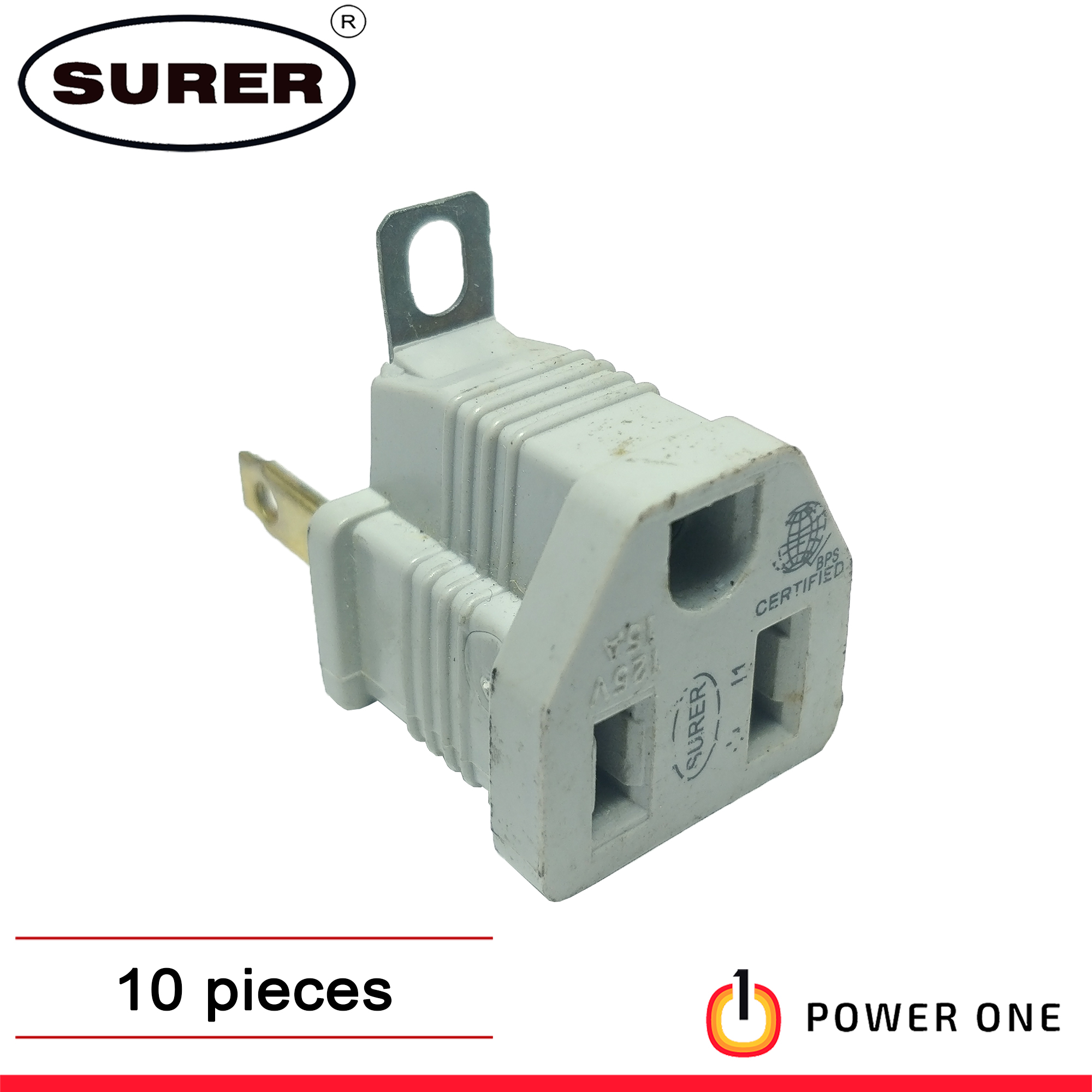 Surer 311 Vinyl Adapter Plug, 2 Prong w/ Ground to 2 Prong (Box of ...