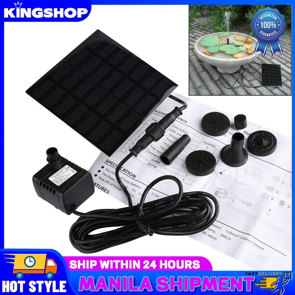 【Original + 24 hours delivery】Square Solar Fountain Water Pump Garden ...