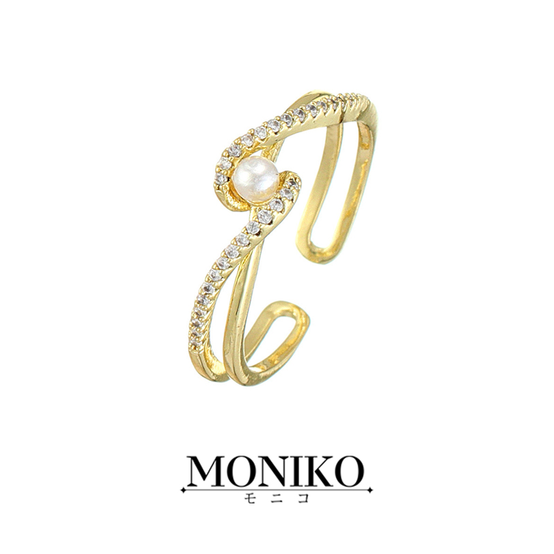 MONIKO Original Design 18k Gold Plated S- Shape Pearl Opening Ring ...
